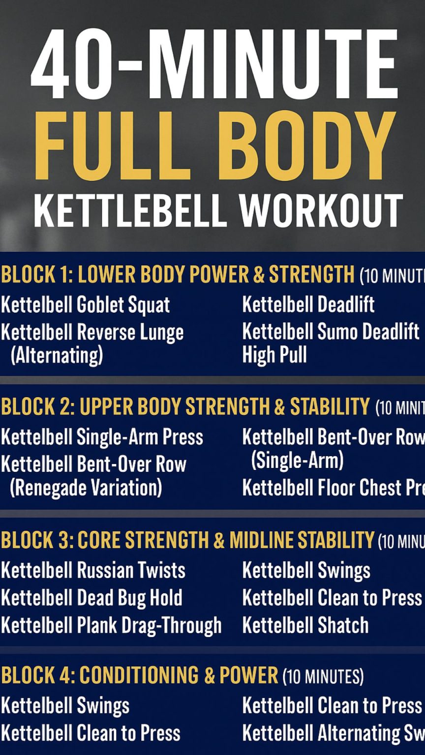 40 Minute Kettlebell Full Body Workout (Build Muscle, Burn Fat ...