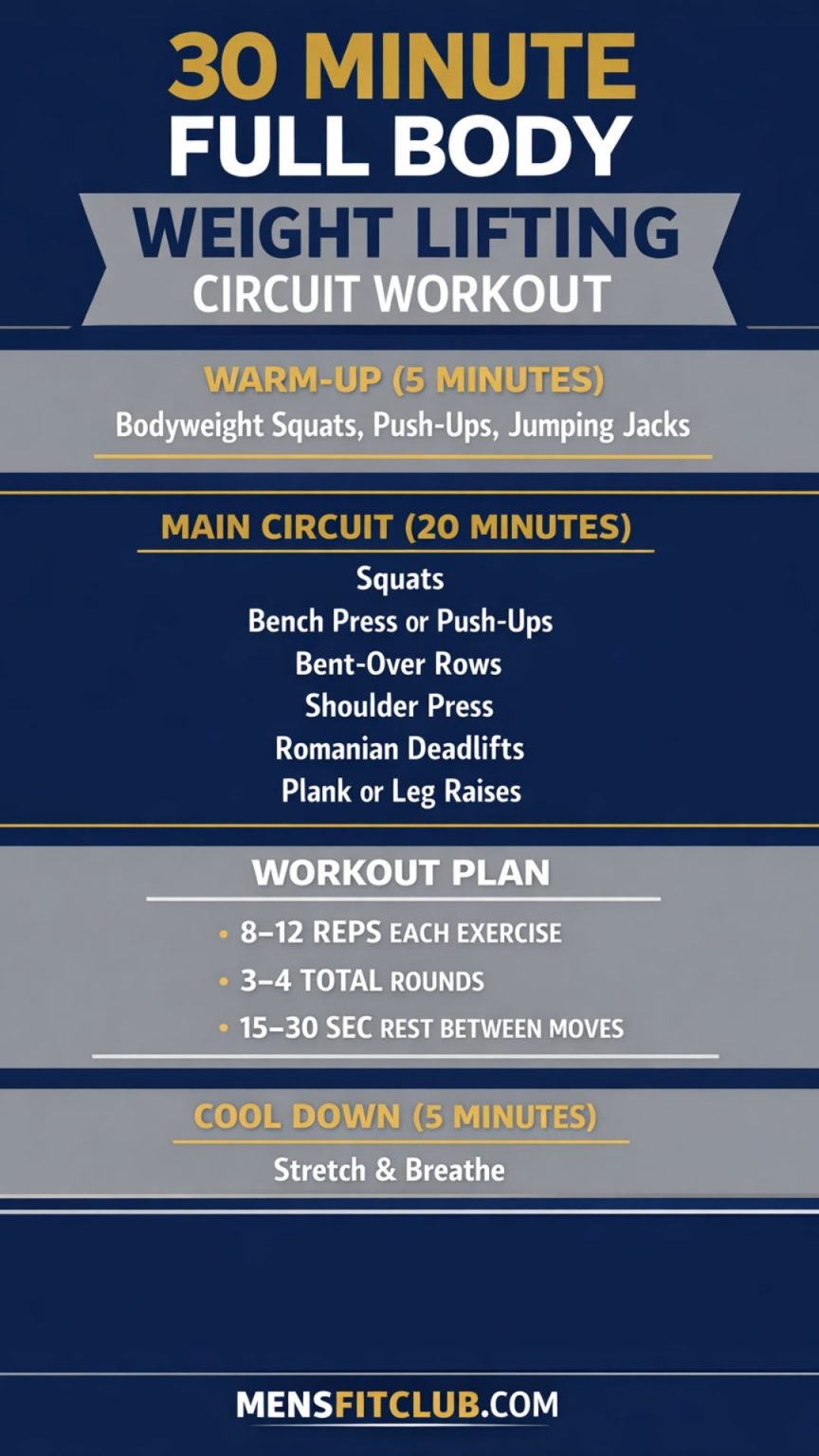 30-Minute Full-Body Weight Lifting Circuit for Strength & Stamina - Men ...